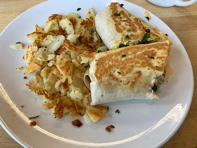 Breakfast burritos that make you question all your life choices: Why haven't I been here before? Why don't I live closer? Why am I sharing this with my table mate?