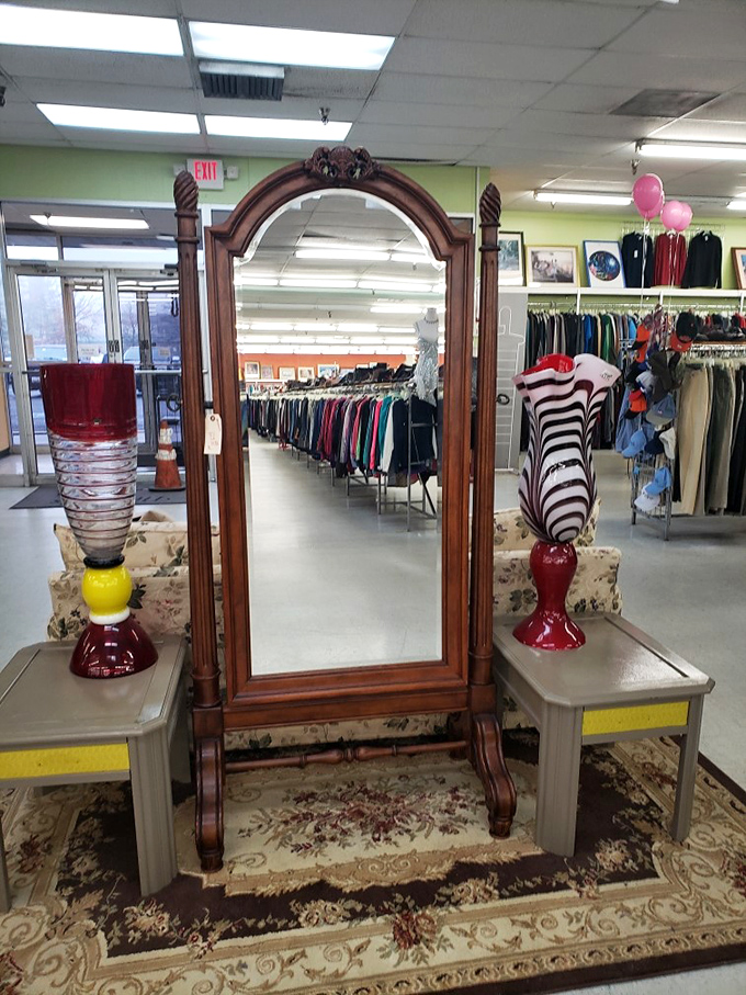 A stately wooden mirror that's witnessed decades of reflection now waits for its second act&mdash;perhaps in your entryway, judging your outfit choices.