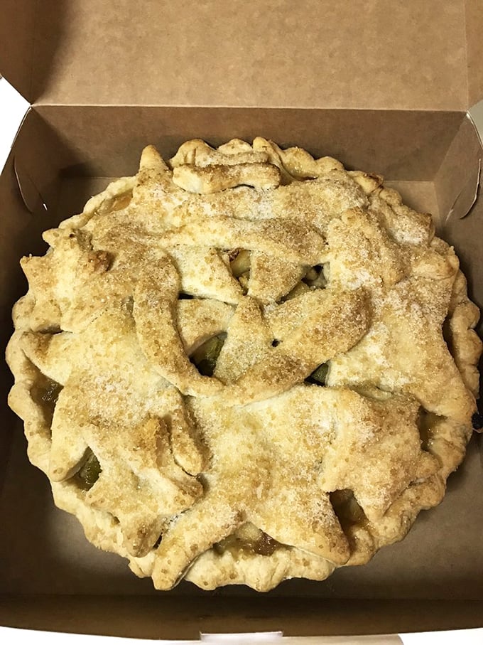 A lattice-top masterpiece that belongs in the Pie Hall of Fame. That golden-brown crust whispers sweet nothings to your taste buds.