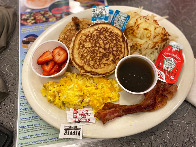 Breakfast perfection doesn't need fancy names or exotic ingredients&mdash;just golden pancakes, crispy bacon, and eggs that remind you why morning meals deserve respect.