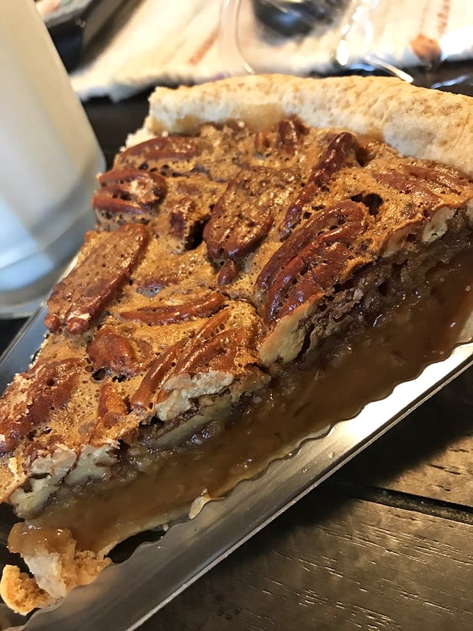 This isn't just pecan pie&mdash;it's edible architecture where each pecan is perfectly placed like delicious roofing tiles over caramel paradise.