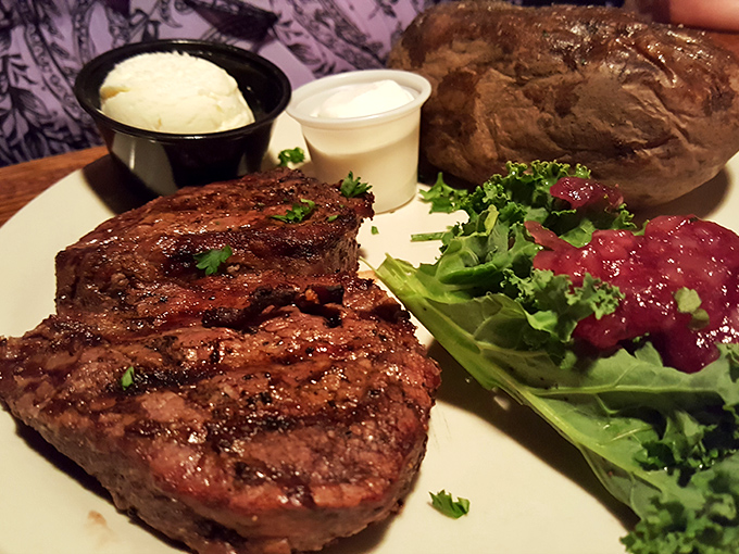 This isn't just steak&mdash;it's a perfectly seared monument to simplicity, where the meat speaks eloquently for itself.