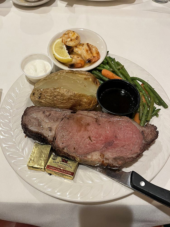 Prime rib so perfectly pink it could make a vegetarian question their life choices. That sear! That juiciness!
