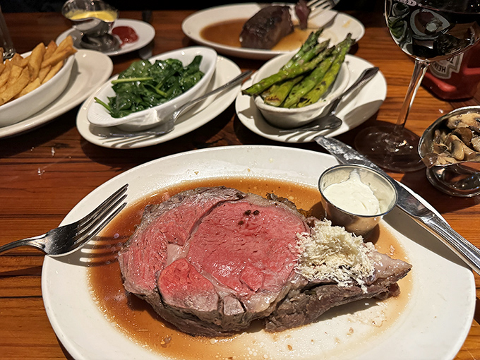 The star of the show: prime rib so perfectly pink it should have its own Instagram account. That horseradish cream is the sidekick every beef hero needs.