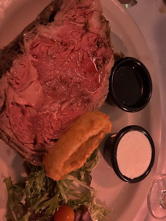 Behold the prime rib in its natural glory &ndash; a prehistoric-sized portion of beef that makes vegetarians question their life choices.