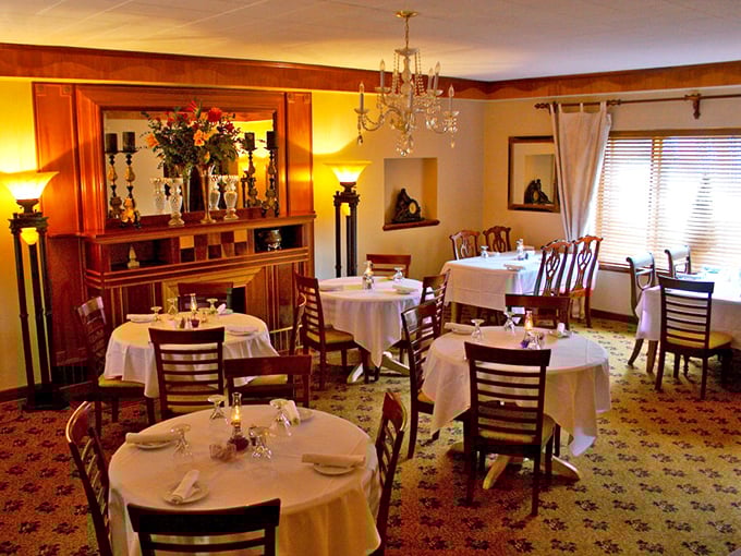 Intimate dining in the Primrose Room feels like you've stumbled into a European country estate's private dining chamber.
