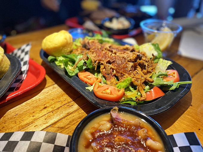 This isn't just a salad&mdash;it's a clever disguise for pulled pork to sneak past your diet's security system. The lettuce is just there as a witness.