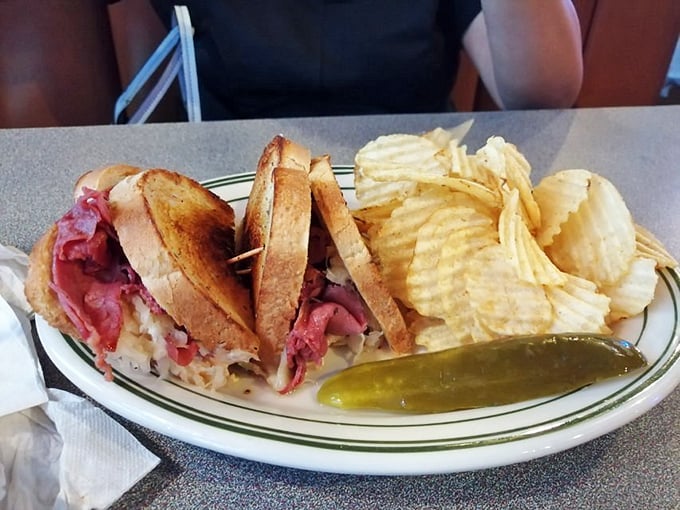 The legendary Reuben in all its glory&mdash;where corned beef, sauerkraut, and Swiss cheese perform a perfectly choreographed dance on grilled rye. Worth every napkin you'll need.