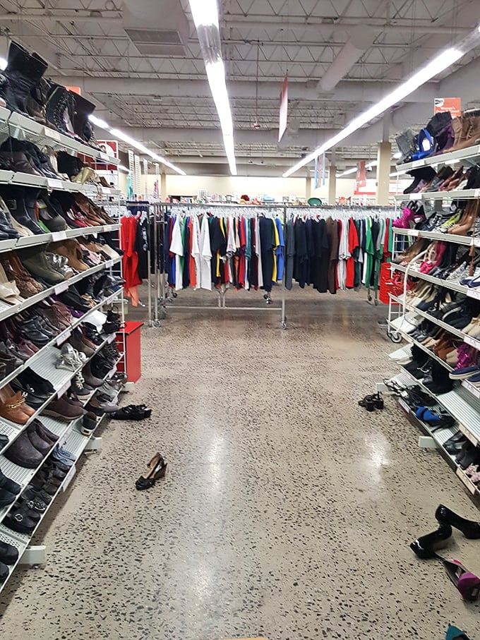 The shoe aisle: where footwear gets its second dance. Nothing says "thrift victory" quite like finding barely-worn designer kicks for less than a fancy coffee.