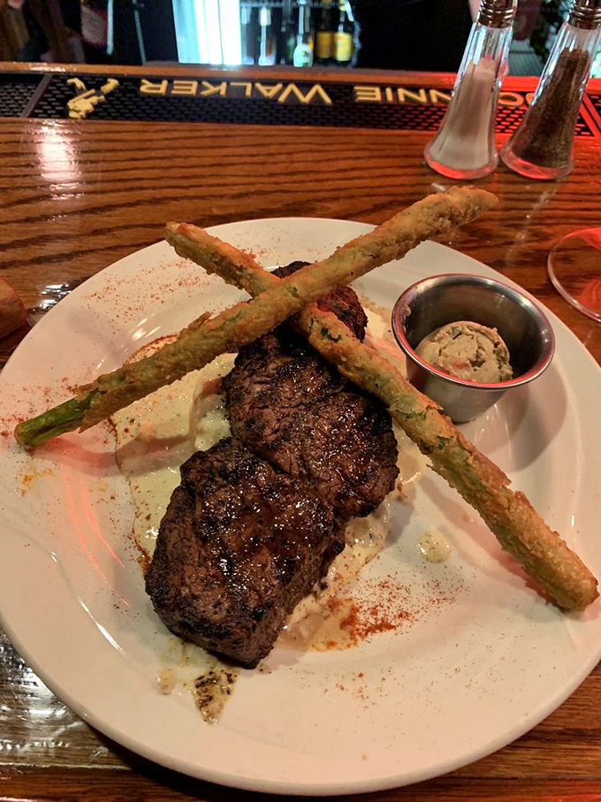 This isn't just steak&mdash;it's a performance, with tempura asparagus standing at attention alongside a perfectly broiled filet that demands a standing ovation.