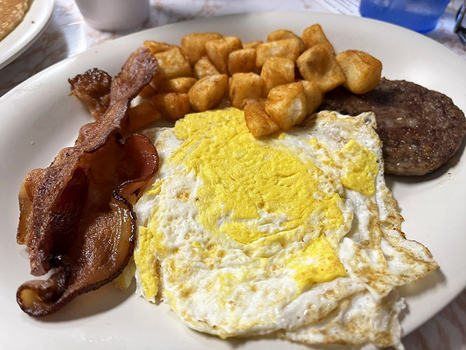Breakfast of champions! This plate has everything you need to fuel a day at the track—or just a Tuesday.