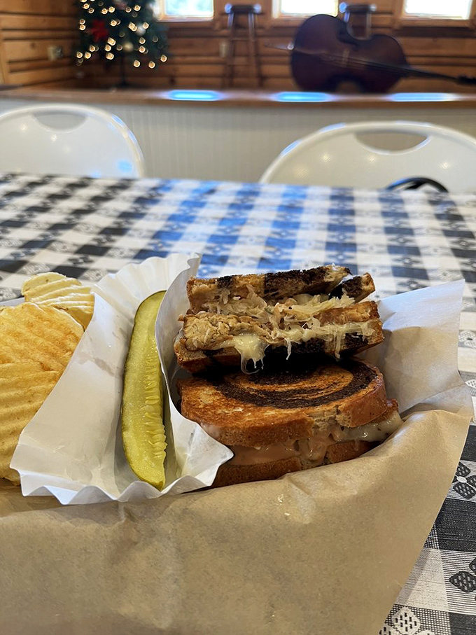 This sandwich doesn't just have layers of flavor&mdash;it has stories to tell. Melty, savory, and served with the obligatory pickle spear that somehow makes everything better.