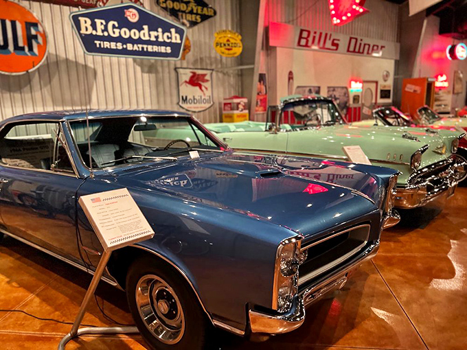 Detroit's finest hour, parked side by side. That blue '60s muscle car isn't just transportation; it's the mechanical embodiment of American optimism.