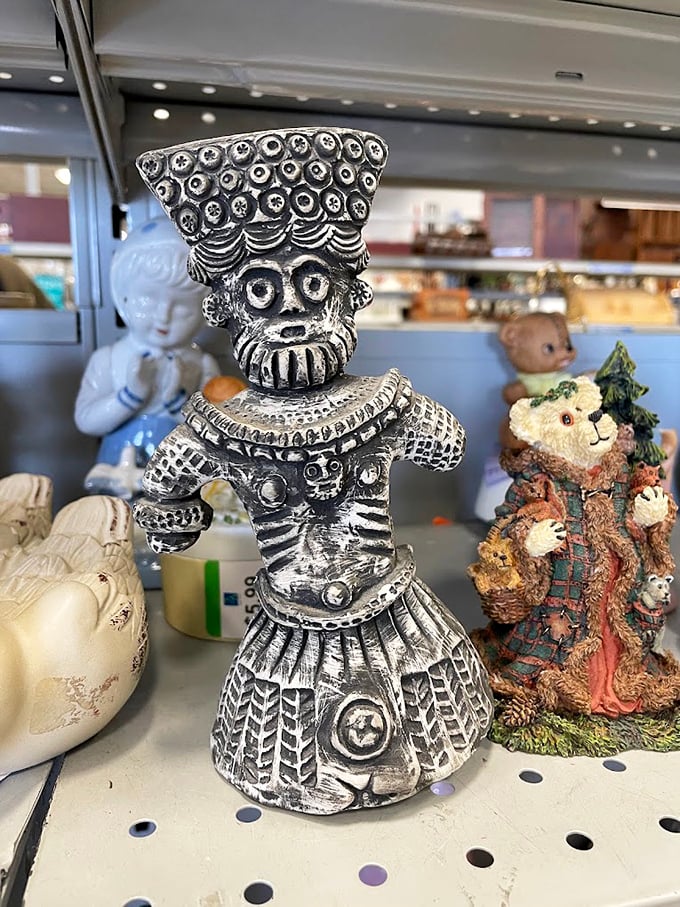 This isn't just a shelf of knickknacks&mdash;it's a cabinet of curiosities where someone's former tchotchkes await adoption into your eclectic home decor collection.