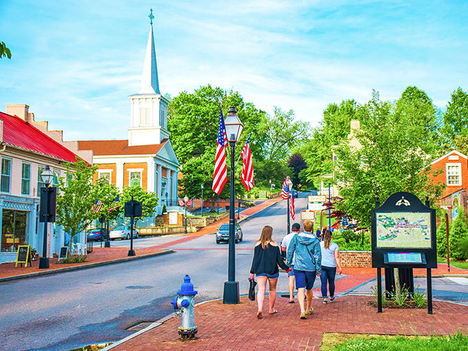 Strolling through Jonesborough feels like walking through a living history book, complete with white church steeples and tree-lined streets.