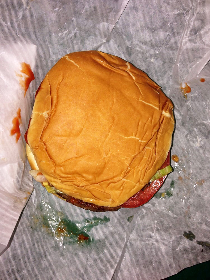 Behold the naked truth&mdash;a perfectly proportioned burger awaiting its first bite, wrapped in paper that will soon bear the marks of burger bliss.