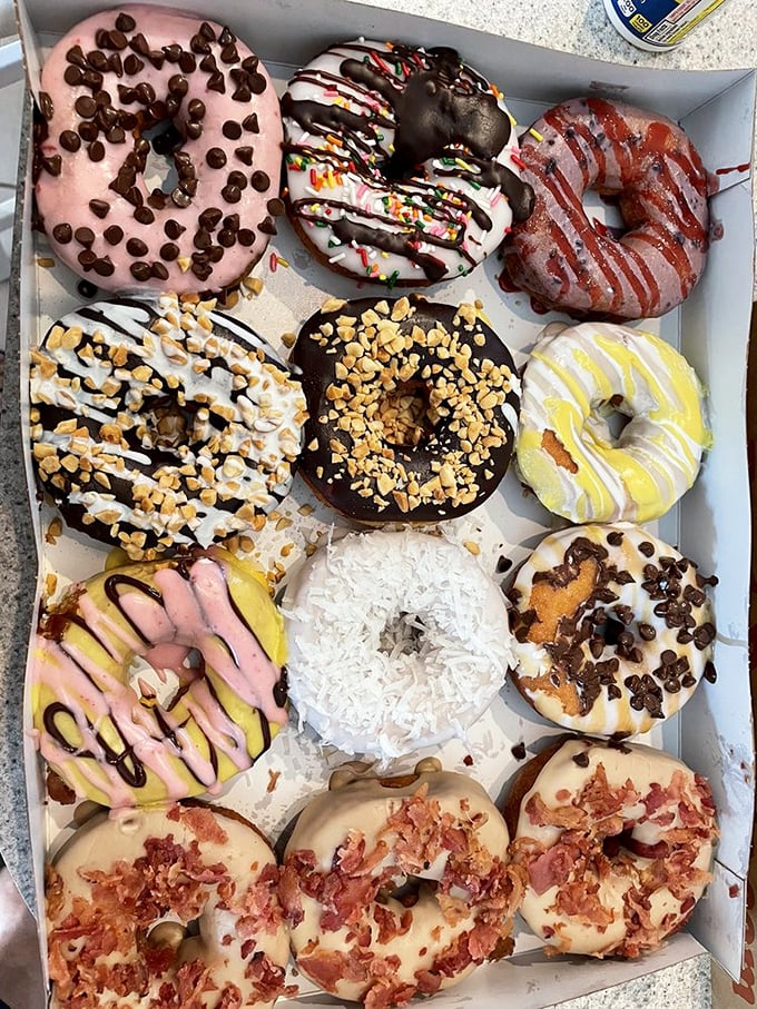 Donut nirvana achieved! A dozen personalized creations that make grocery store donuts look like they're having an existential crisis.