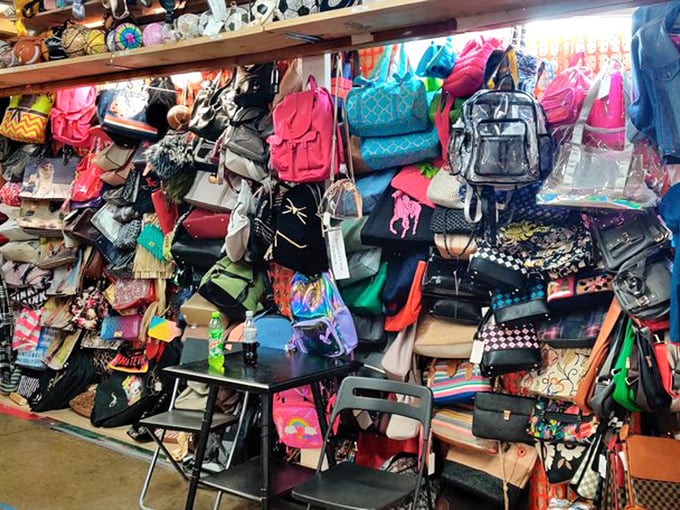 Wall-to-wall handbags in every imaginable color&mdash;proof that one person's "too many purses" is another's "not nearly enough."