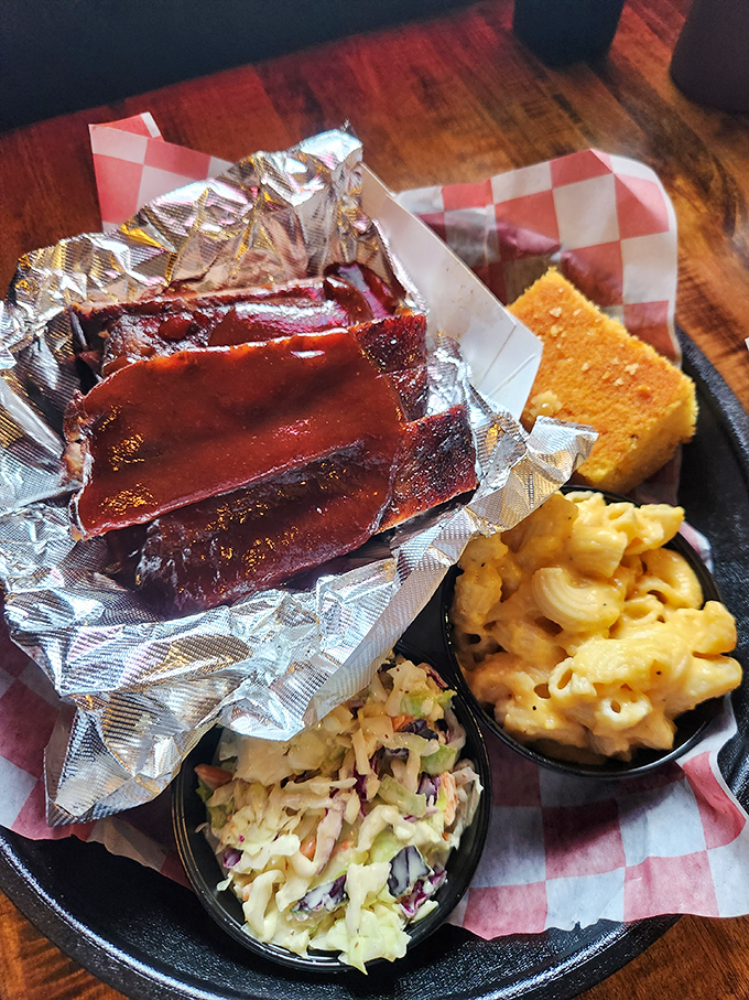 The barbecue sandwich that launched a thousand road trips. Coleslaw and beans standing by like loyal sidekicks to the main hero.