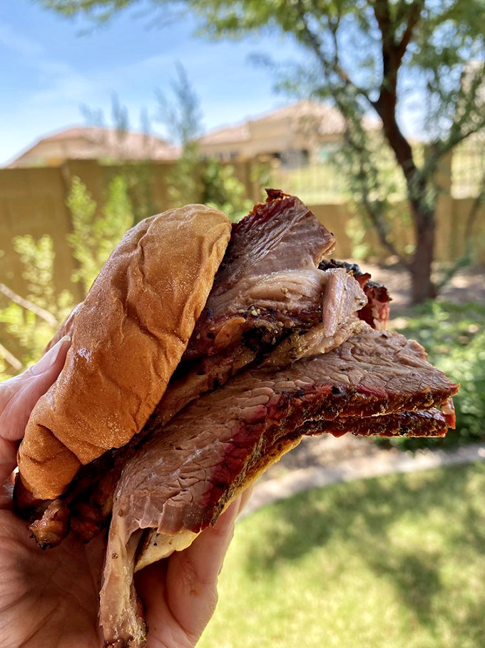 This pulled pork sandwich with creamy coleslaw isn't just lunch—it's a masterclass in textural contrast that would make Mozart weep.