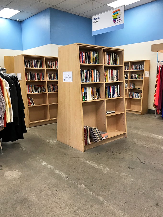 Literary adventures stack floor to ceiling, where dog-eared paperbacks offer wisdom at a fraction of their original price.