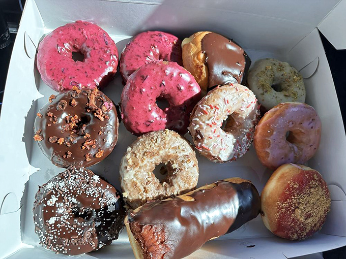 A box of handcrafted happiness! Like a treasure chest of edible jewels, each donut promises a different adventure for your taste buds.