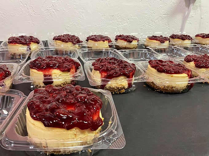 Berry-topped perfection that makes you wonder if fruit and cheesecake had a secret meeting and decided to become soulmates.