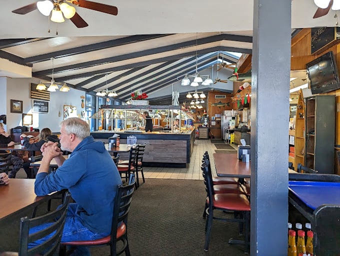 Ceiling fans lazily spin above diners deep in the serious business of deciding between seconds or saving room for dessert.