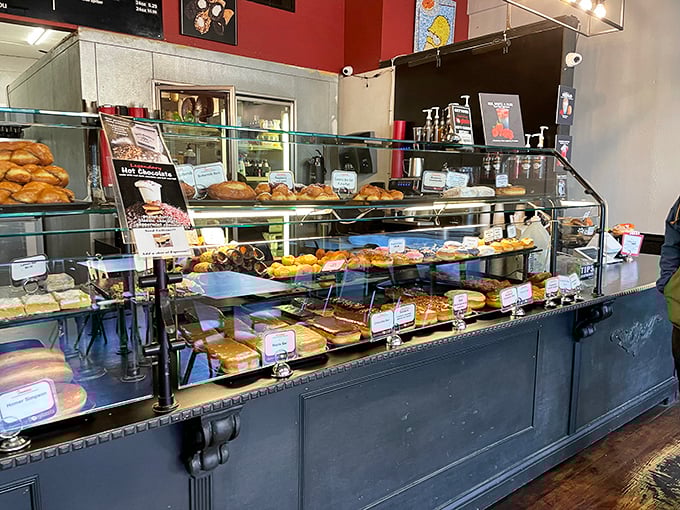 Gazing into this display case is like looking through a window to a better, sweeter world where problems dissolve in sugar glaze.