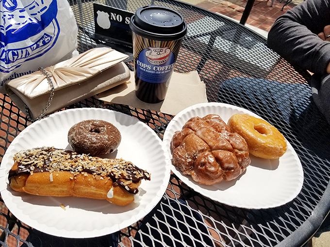 Heavenly carbs arranged with the care of museum pieces. The donut display case: Michigan's most delicious art gallery.