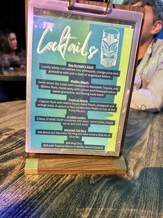 Sea Nymph's Elixir, Malibu Beach, Tropical Storm&mdash;these aren't vacation destinations, they're liquid vacations in glassware. The cocktail menu speaks fluent mermaid.