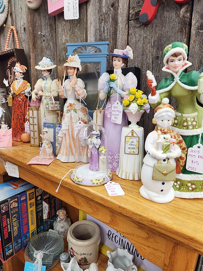 These Victorian ladies stand in silent judgment of your decorating choices, waiting to bring vintage elegance to someone's curio cabinet.