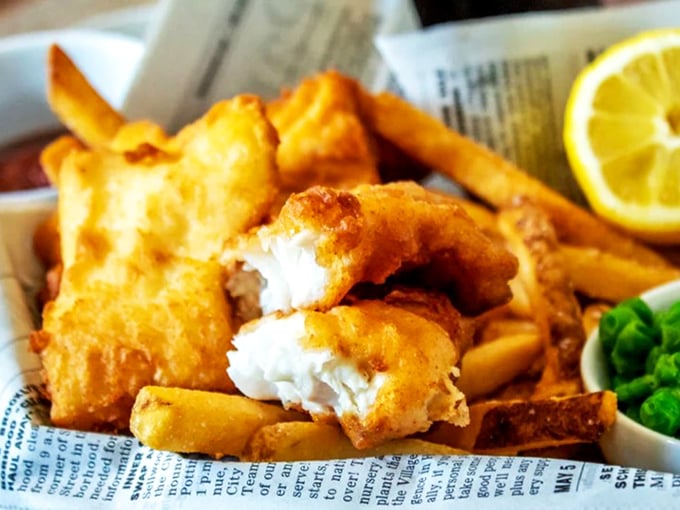 Golden, flaky perfection on newspaper&mdash;this fish practically whispers "eat me" as steam rises from its crackling batter and perfectly crisp fries.