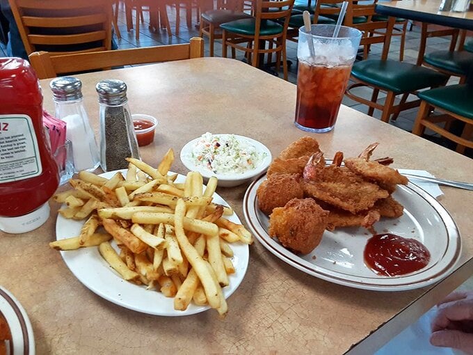 Golden-battered shrimp and fries that could make a New Englander weep with joy. No passport required, just an appetite and napkins.