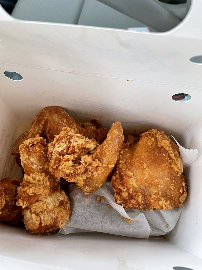 Golden-brown perfection in a takeout box. This chicken doesn't need fancy plating&mdash;it's the Meryl Streep of fried poultry, outstanding in any setting.