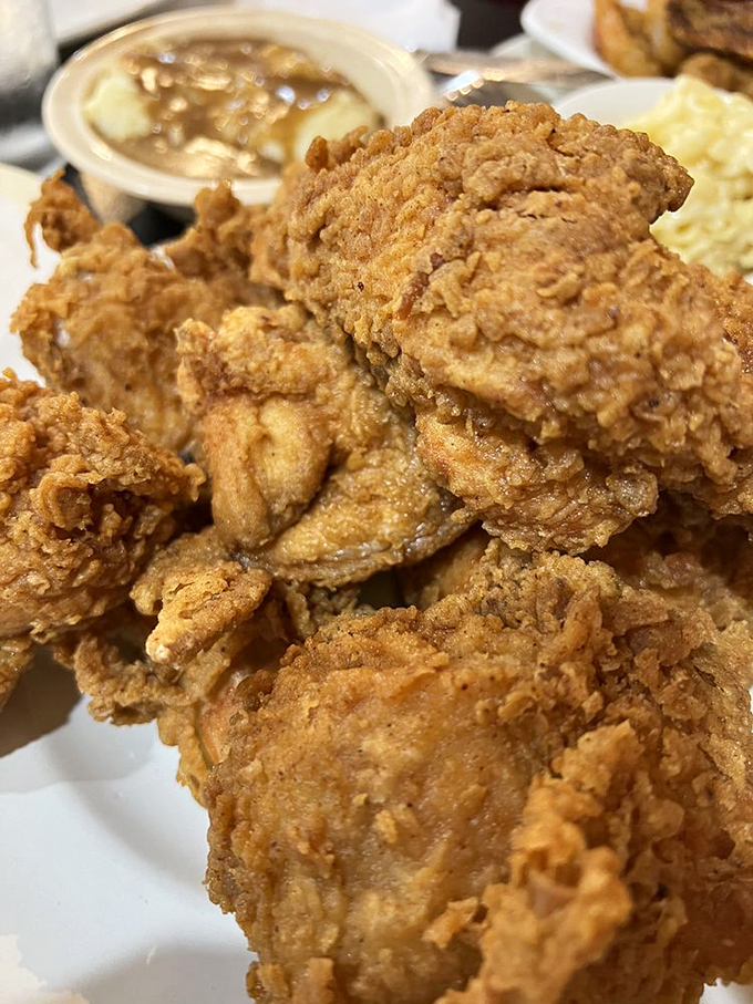 Golden-brown perfection that makes Colonel Sanders look like an amateur. This chicken doesn't just cross the road&mdash;it owns the whole highway.