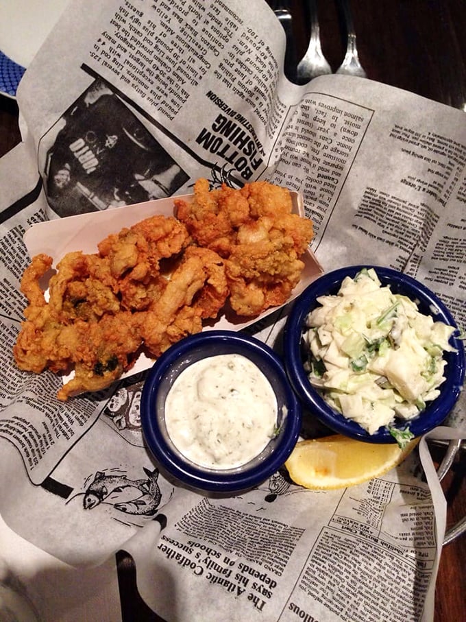 Golden-fried clams nestled on newspaper&mdash;the way Neptune intended them to be served&mdash;with coleslaw standing by like a refreshing palate lifeguard.
