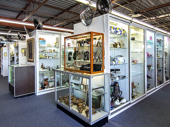 Glass cases protecting treasures like museum artifacts, except here you can actually take them home without setting off alarms.