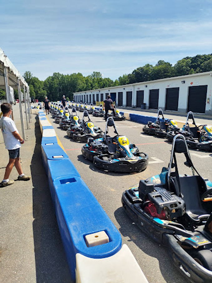 The starting grid: where friendships pause, competitive spirits awaken, and everyone silently practices their victory speech.