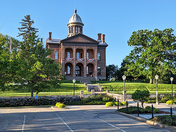 The Washington County Historic Courthouse stands majestically on its hill like the community's crown jewel, keeping watch over the river valley below.