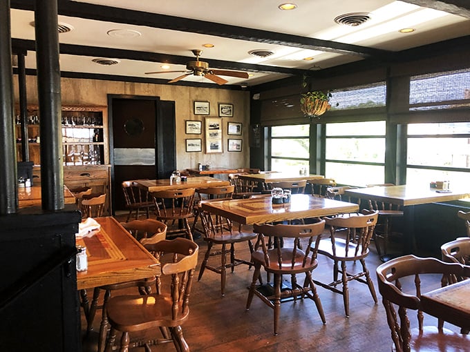Wooden tables, captain's chairs, and nautical simplicity&mdash;this dining room doesn't need fancy frills when the seafood and views do all the talking.