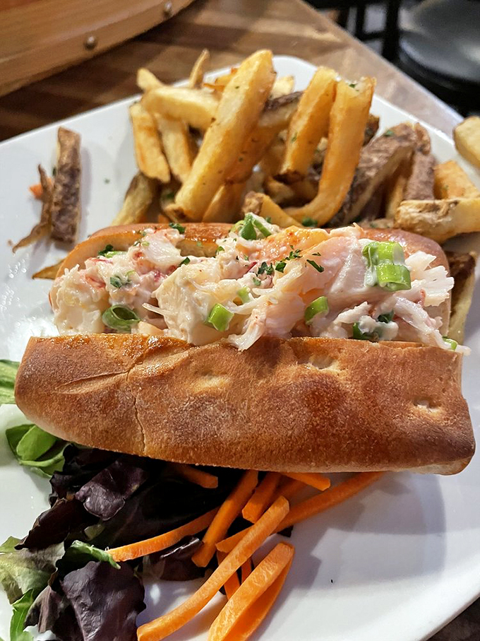 Maine meets Arkansas in this picture-perfect lobster roll. Chunks of sweet meat nestled in a toasted bun with just the right amount of dressing – proof that simplicity, when done right, is sublime.