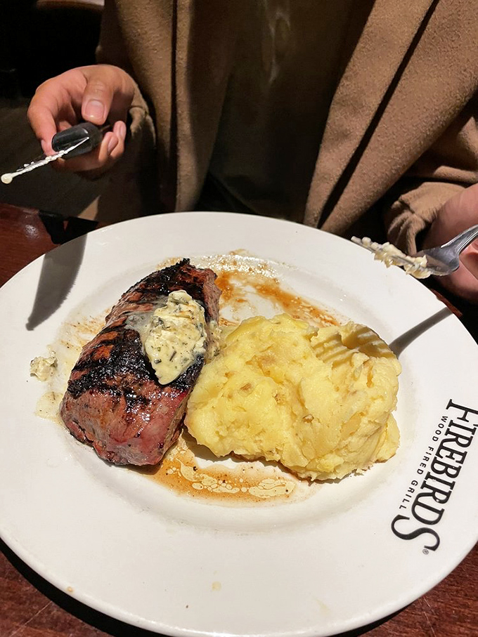 Those Parmesan mashed potatoes don't just share the plate &ndash; they steal the show with a supporting actor who clearly deserves top billing.