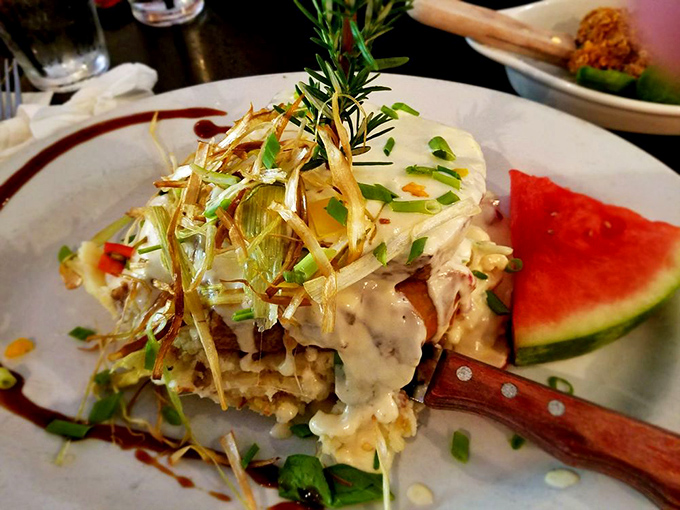 Behold the legendary meatloaf&mdash;a skyscraper of comfort food with crispy potato strings that would make Frank Lloyd Wright proud of its architectural integrity.