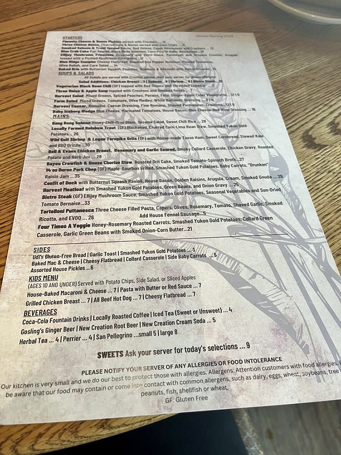 The menu reads like a love letter to Appalachian ingredients. Each dish tells a story of local farms and mountain traditions reimagined.