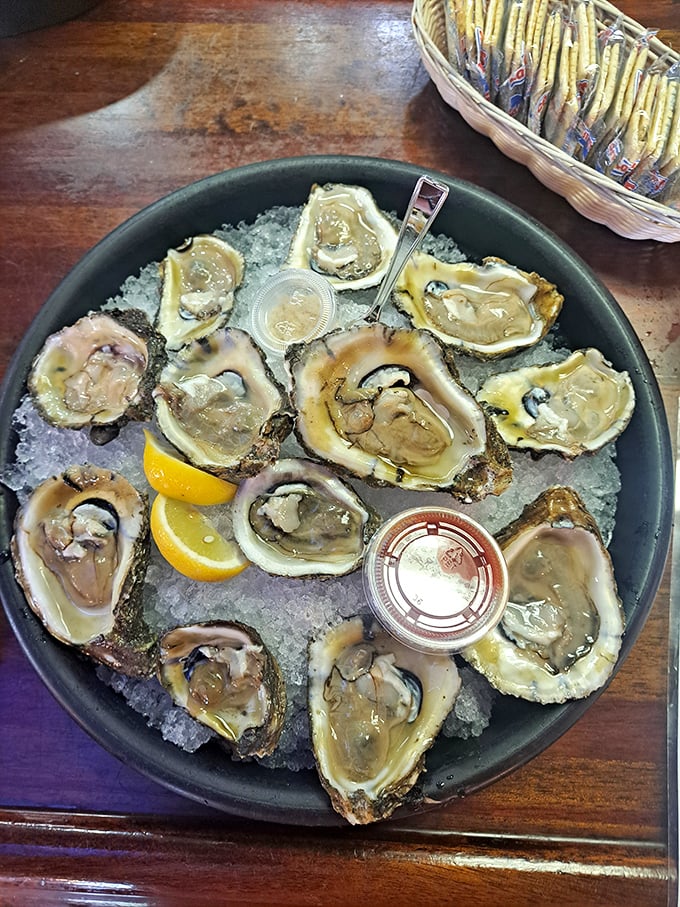 These oysters aren't just served—they're presented like the jewels of the Gulf they truly are. Briny perfection on ice.