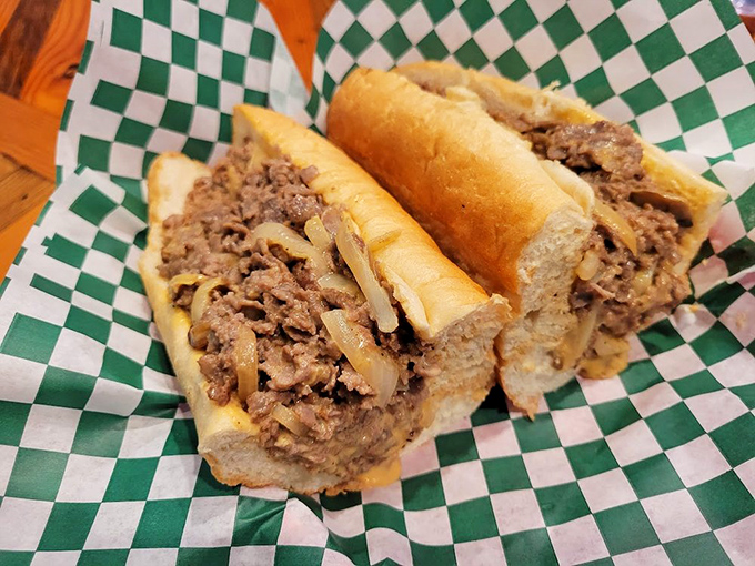 This isn't just a sandwich; it's a Philly pilgrimage on a plate. Thinly sliced beef and caramelized onions nestled in an authentic Amoroso roll.