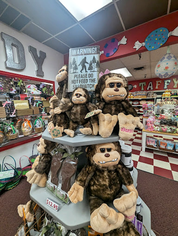 "Warning: Do Not Feed the Sasquatch" &ndash; sage advice in a place where the real danger is chocolate-induced euphoria.