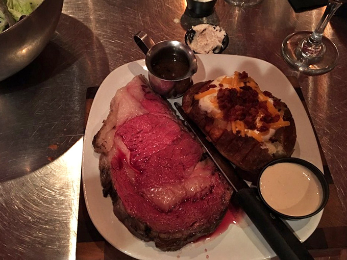 The star of the show takes a bow. This prime rib, pink as a Florida sunset, makes other steaks seem like mere opening acts.