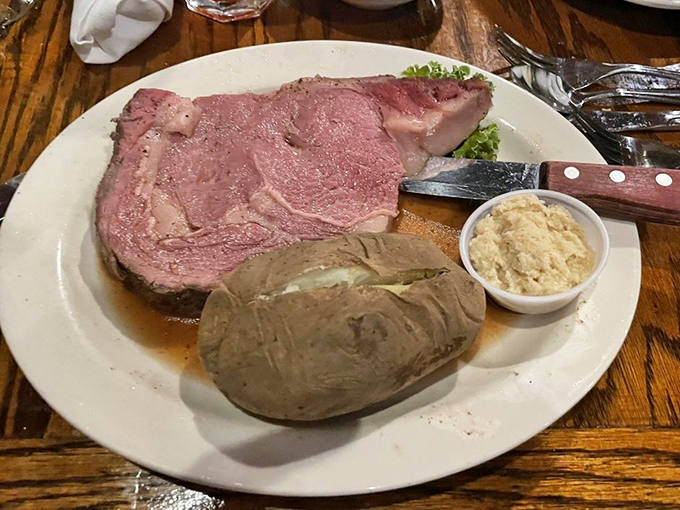 The star of the show takes center stage&mdash;a prime rib so perfectly pink it makes grown adults pause mid-conversation just to admire its beauty.